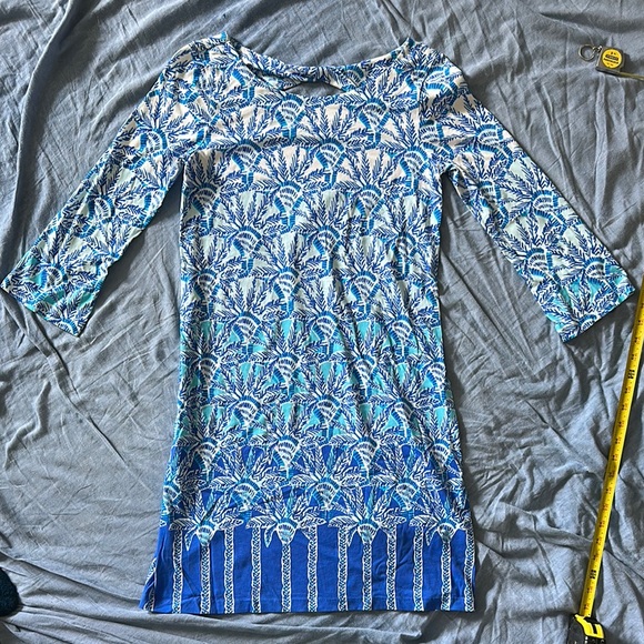 Lilly Pulitzer | Dresses | Lilly Pulitzer Blue Patterned Palm Tree ...